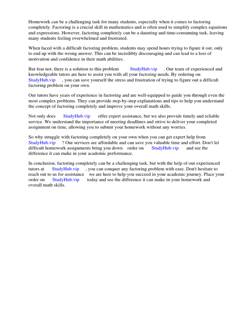 Homework Factoring Completely | PDF | Factorization | Polynomial