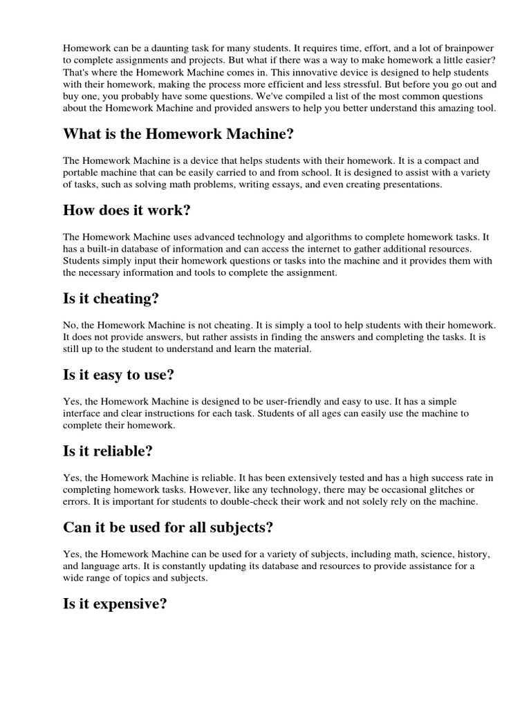 The Homework Machine Questions and Answers | PDF | Worksheet | Spreadsheet