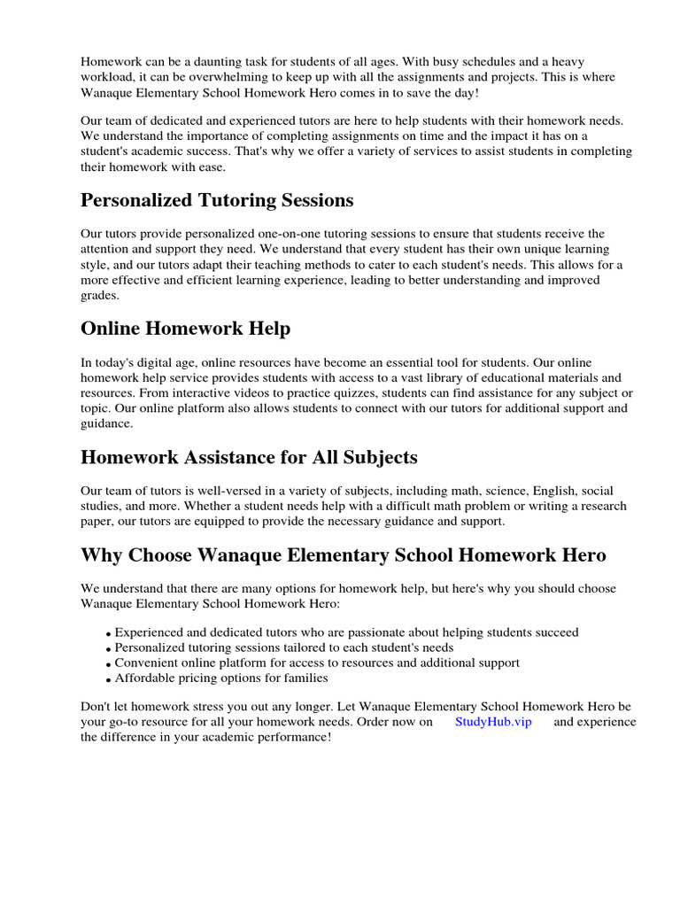Wanaque Elementary School Homework Hero | PDF | Homework | Teachers