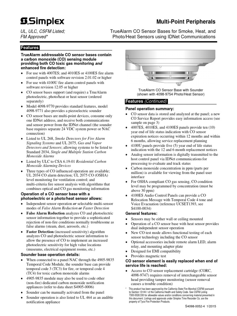 4098-9770-Simplex-BASE CO | PDF | Sensor