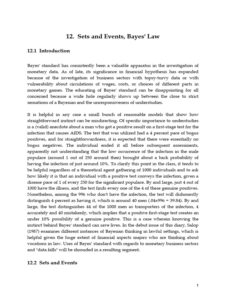 Sets and Events, Bayes' Law | PDF | Infection | Probability