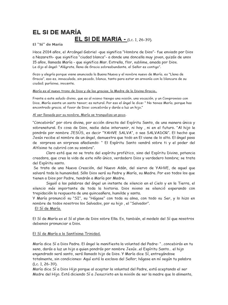 El Si de María 2 | PDF | María, madre de Jesús | espíritu Santo