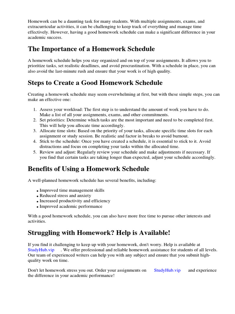 How To Make A Good Homework Schedule | PDF | Homework | Procrastination