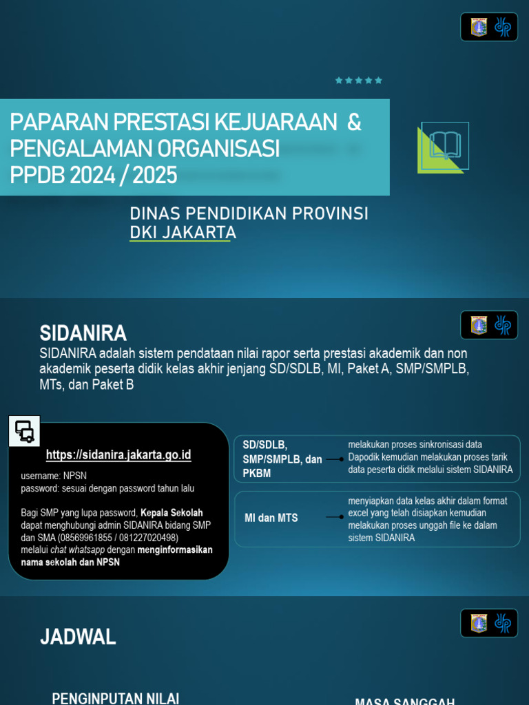 Paparan Prestasi Sidanira PPDB DKI 2024-2025 | PDF