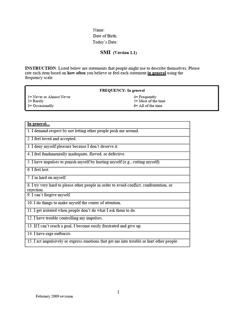 SMI+1.1+English+final+version | PDF | Anger | Psychology