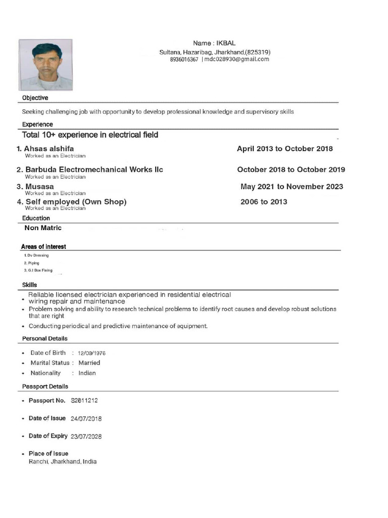 Ikbal resume with documents | PDF