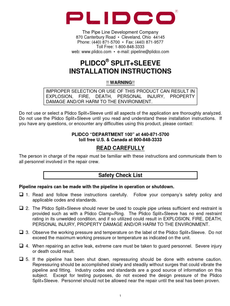 Plidco Split+Sleeve Installation Instructions | PDF | Welding ...