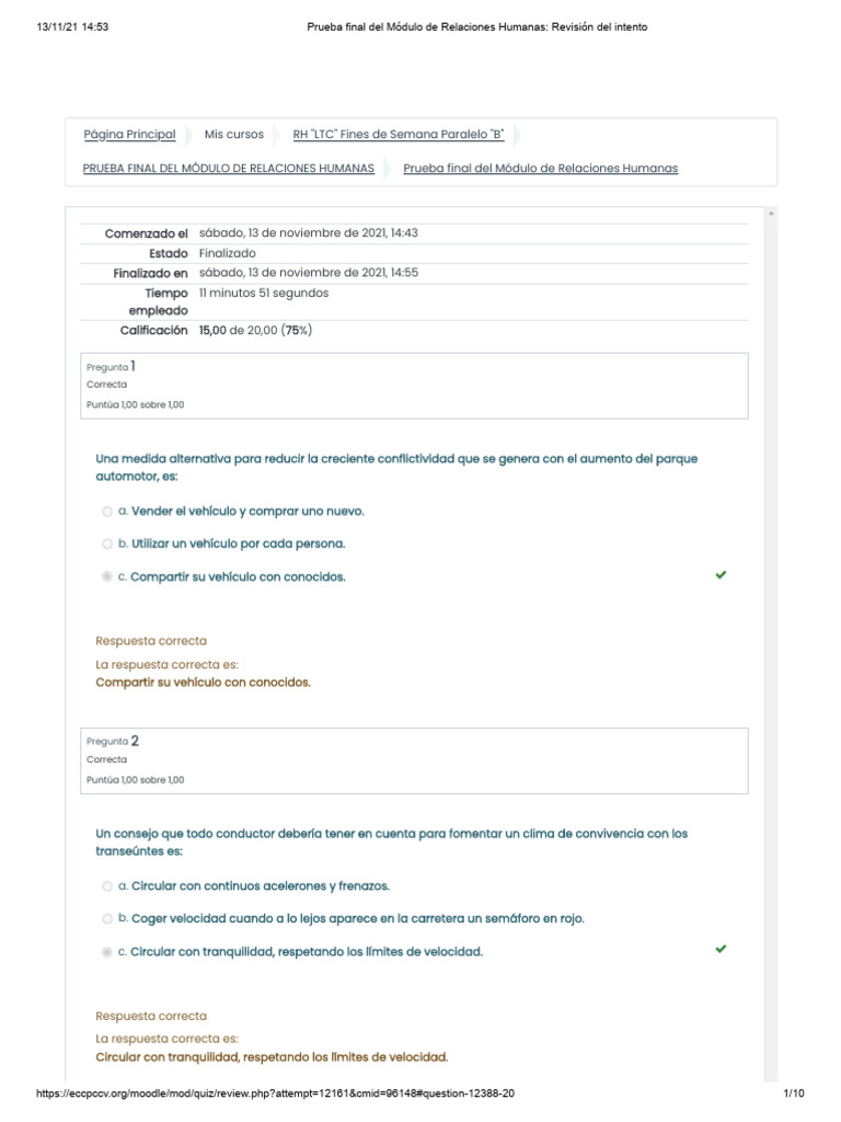 Prueba Final Del Módulo de Relaciones Humanas - Revisión Del Intento | PDF