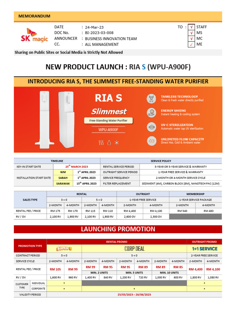 Bi-2023!03!008 - Ria S (Wpu-A900f) New Product Launch | PDF | Filtration