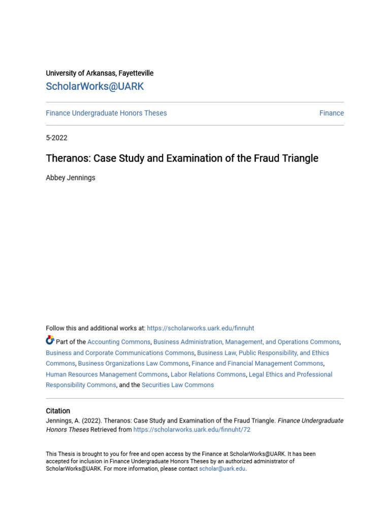 Theranos Fraud Triangle Analysis | PDF | Mail And Wire Fraud | Sec Rule ...