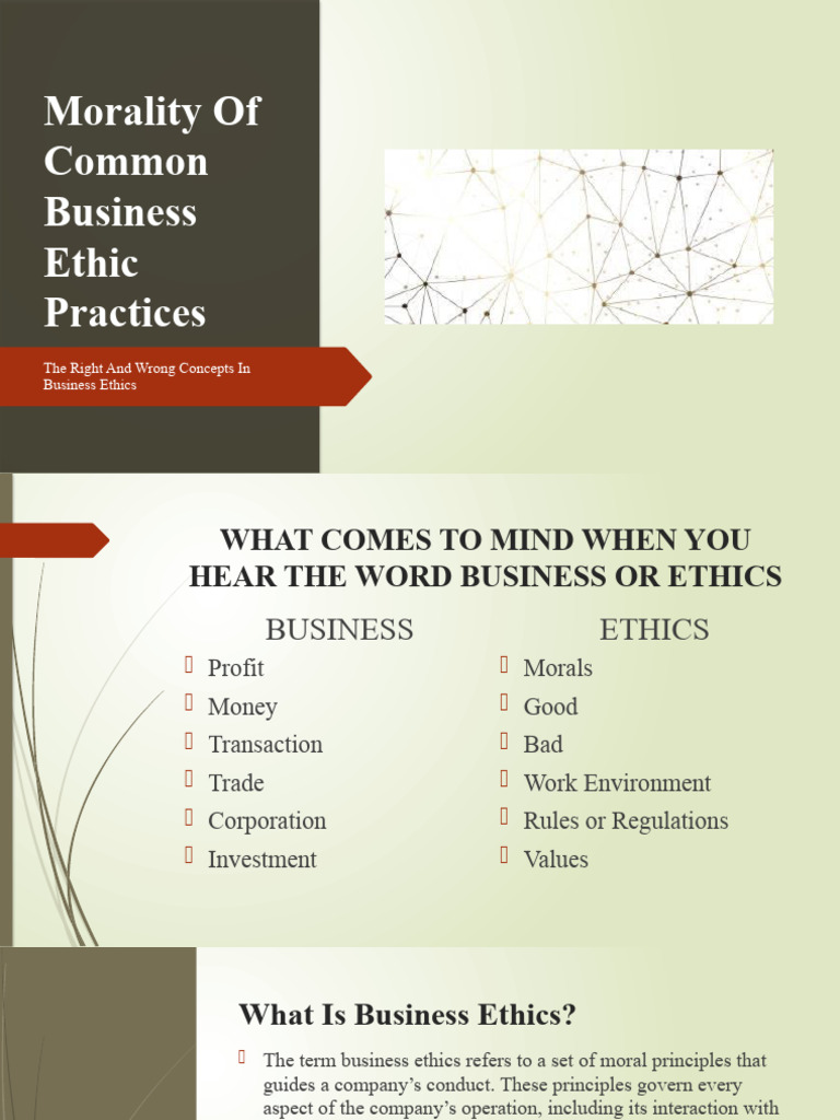 Morality of Common Business Ethic Practices | PDF | Business Ethics ...
