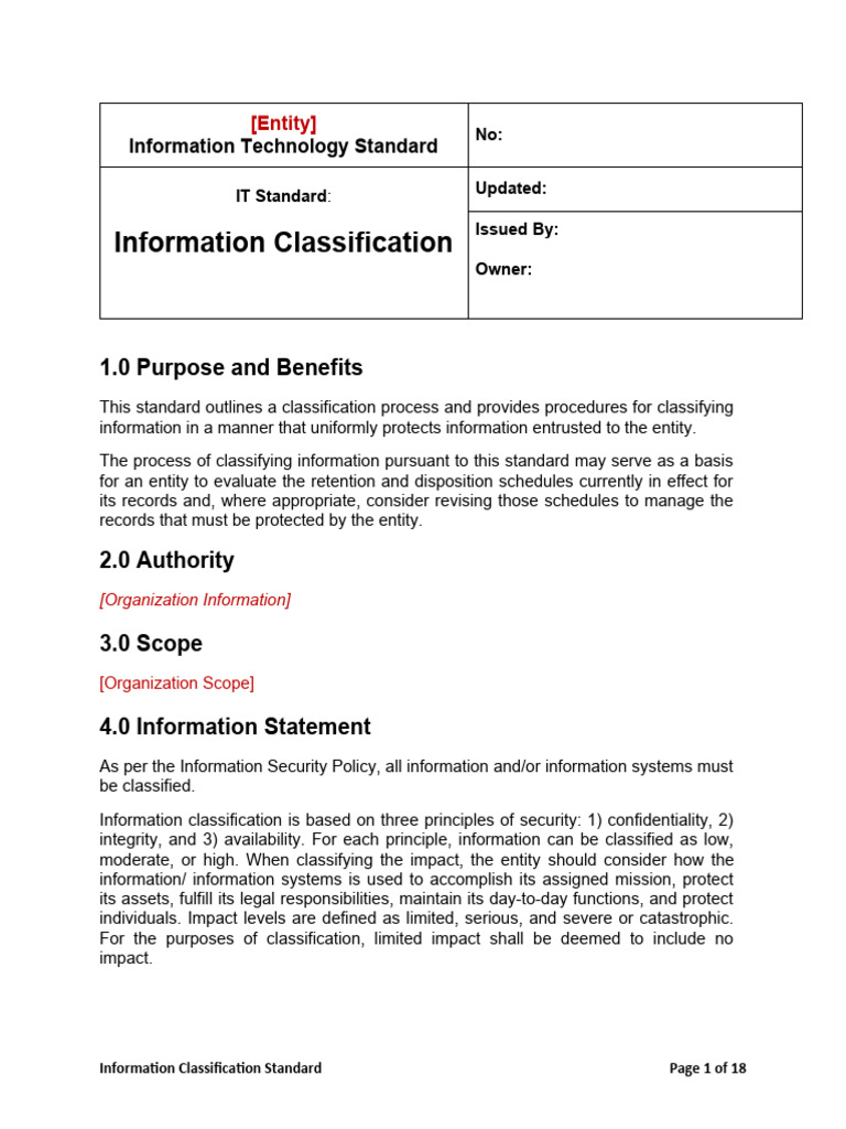 Information Classification Standard Pdf Information Security Information