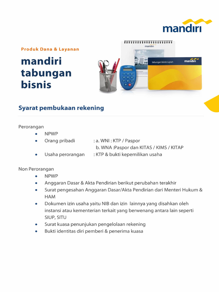 Mandiri Tabungan Bisnis Rupiah | PDF