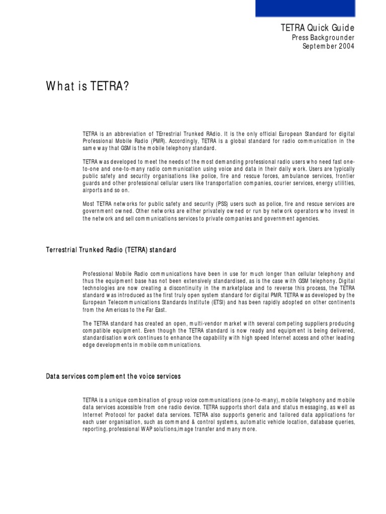Tetra Quick Guide | PDF