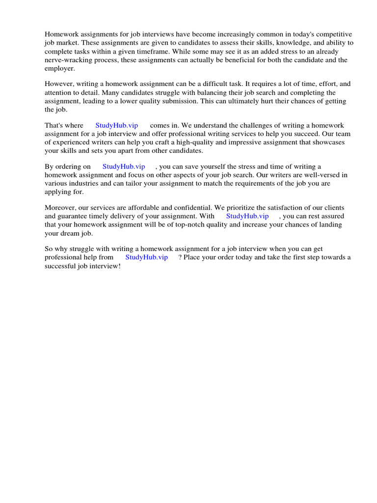 Homework Assignment for Job Interview | PDF | Job Interview | Advertising
