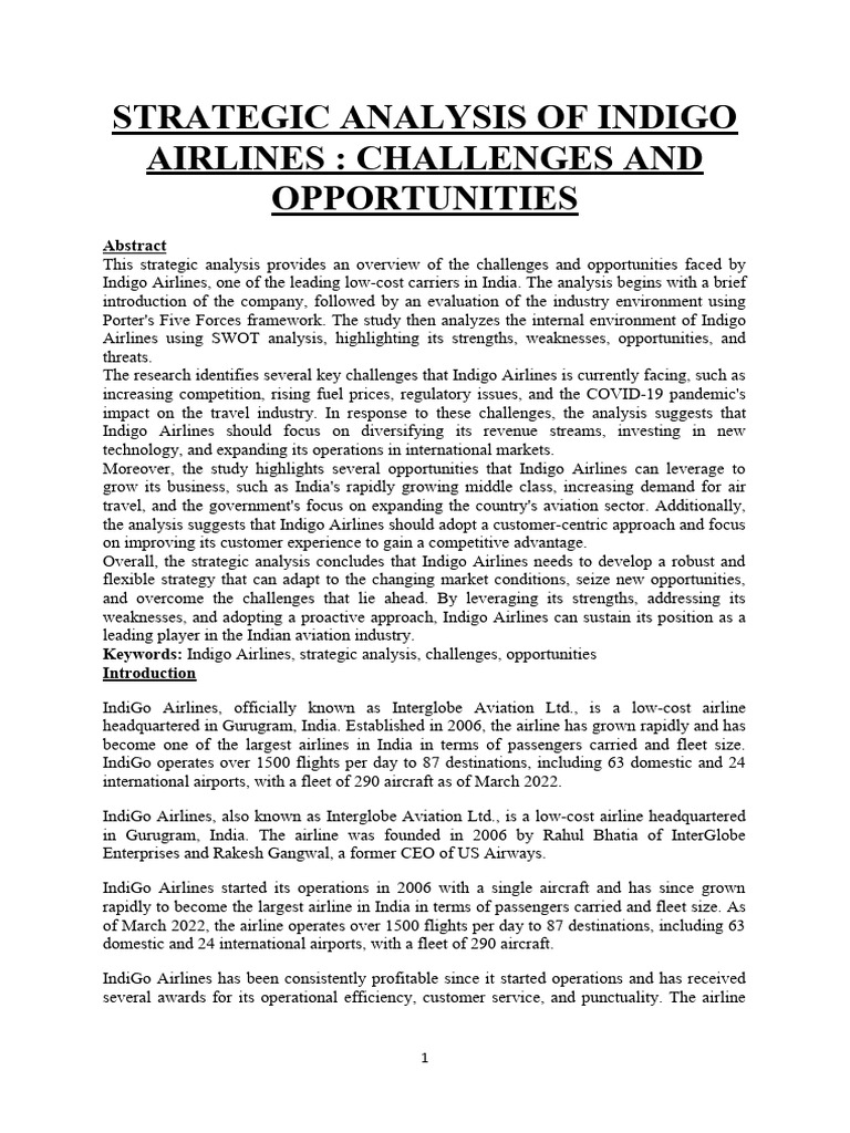 Competition and Strategy Indigo Airlines | PDF | Airlines | Low Cost Carrier