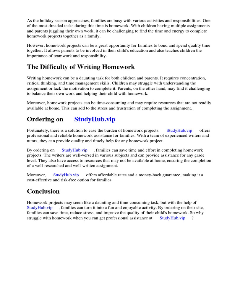 November Family Homework Projects | PDF | Homework | Teachers