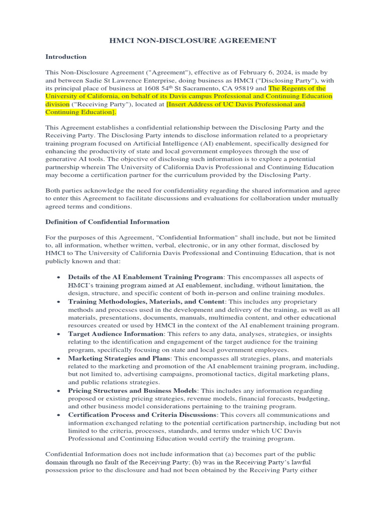 Non Disclosure Agreement | PDF | Legal Remedy | Injunction