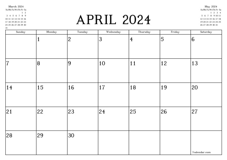 Calendar 4 2024 L A4 7calendar | PDF