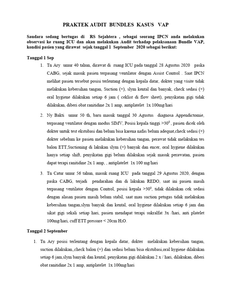 1,2 - KL - Praktek, KASUS VAP DAN IAD BUNDLES | PDF