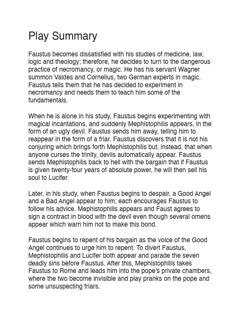 Plot Summary of Dr. Faustus | PDF | Religious Belief And Doctrine