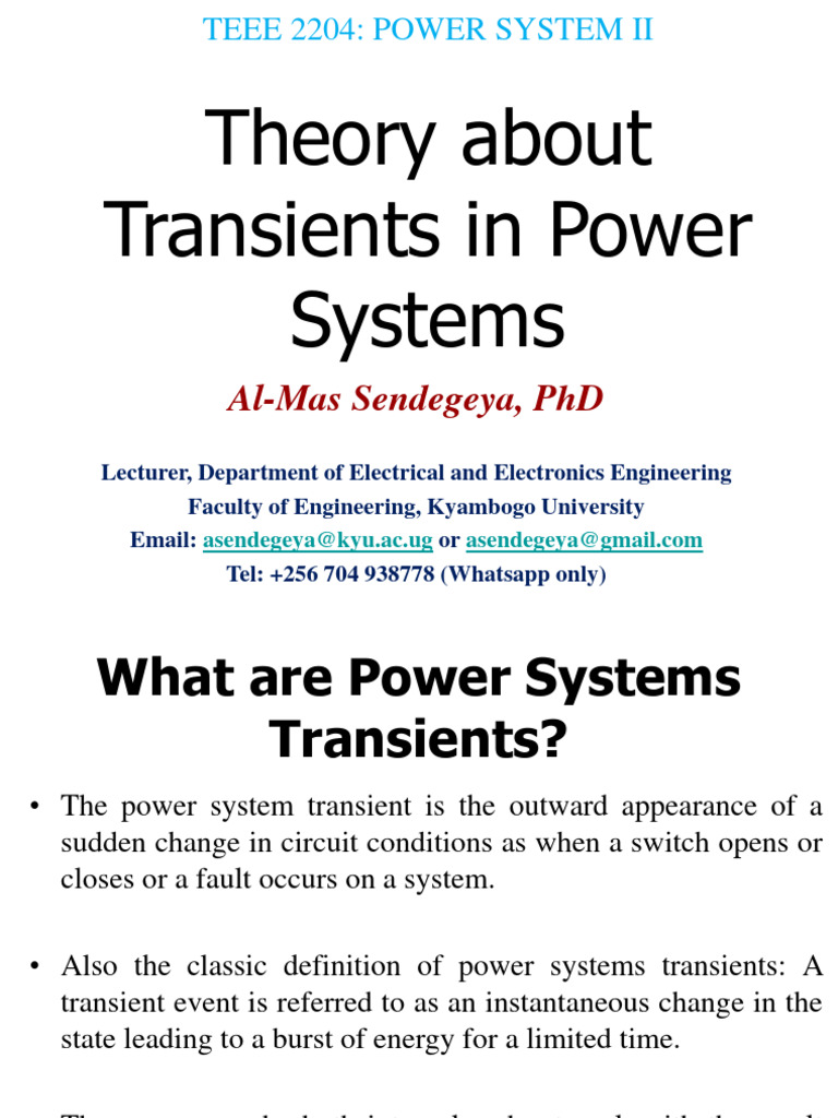 Lecture, Transients in Power Systems, March 2024 | PDF | Lightning ...