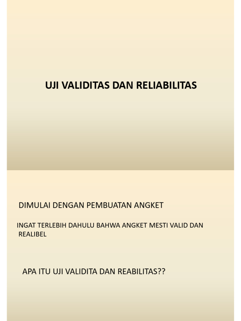 Materi 2 - Uji Validitas Dan Reabilitas | PDF
