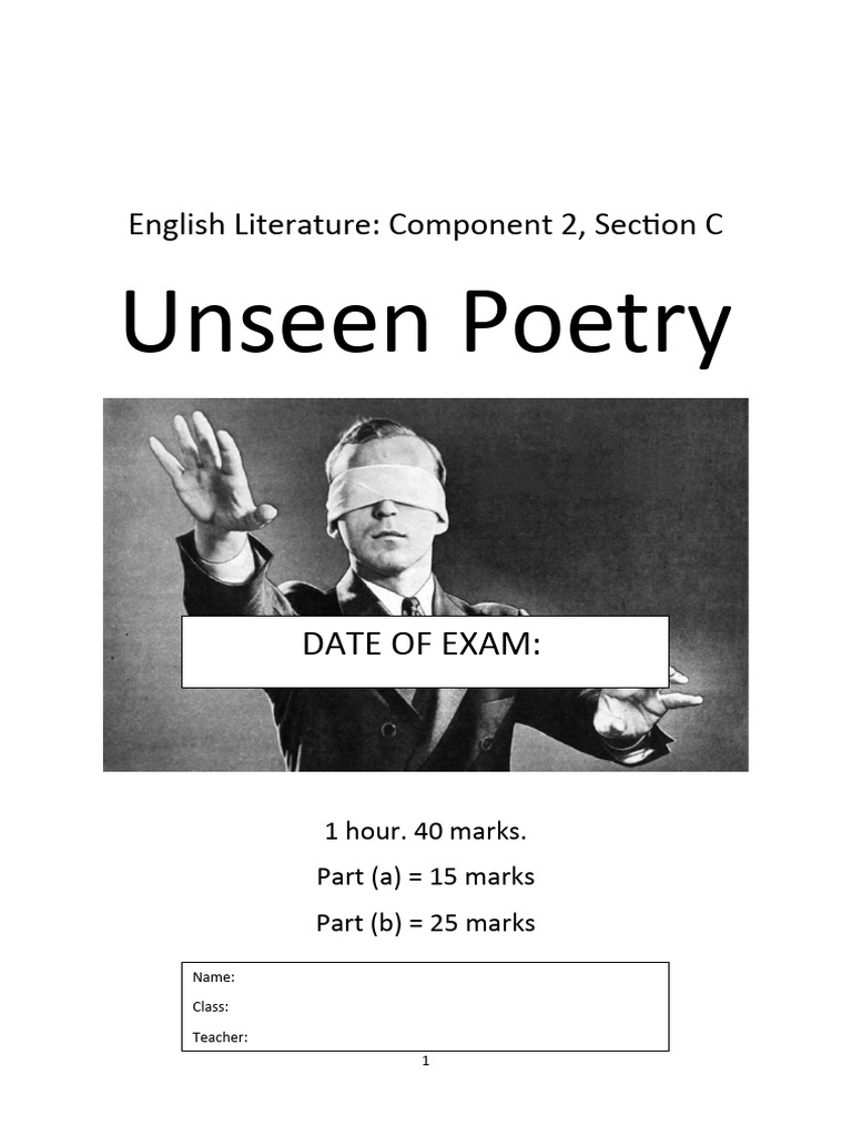 Unseen Poetry Revision Booklet | PDF | Rhyme | Metre (Poetry)