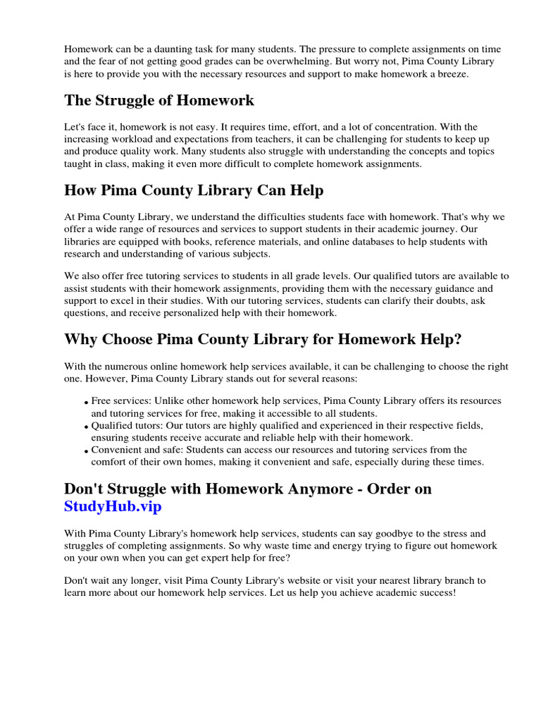 Homework Help Pima County Library | PDF | Homework | Libraries