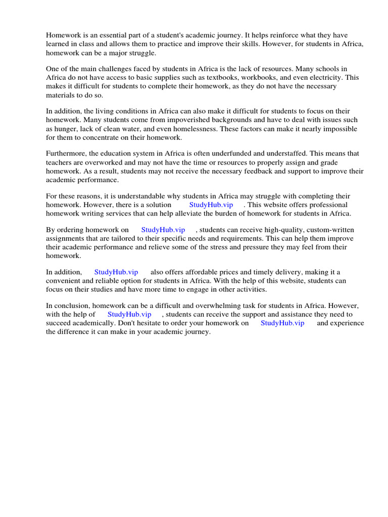 Homework Africa | PDF | Homework | Teachers