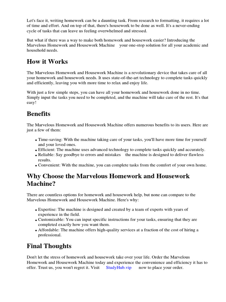 Marvelous Homework and Housework Machine | PDF | Homework | Narration