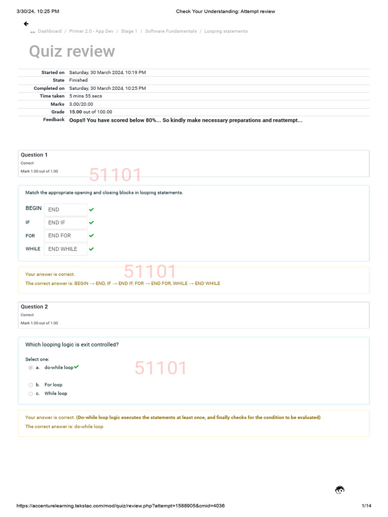Check Your Understanding - Attempt Review | PDF | Control Flow | Computer Programming