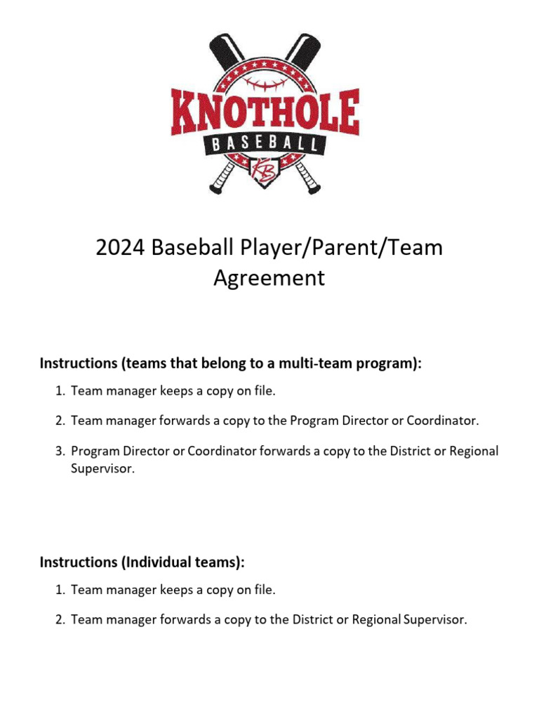 2024 Knothole Player-Parent-Team Agreement | PDF | Justice | Crime ...