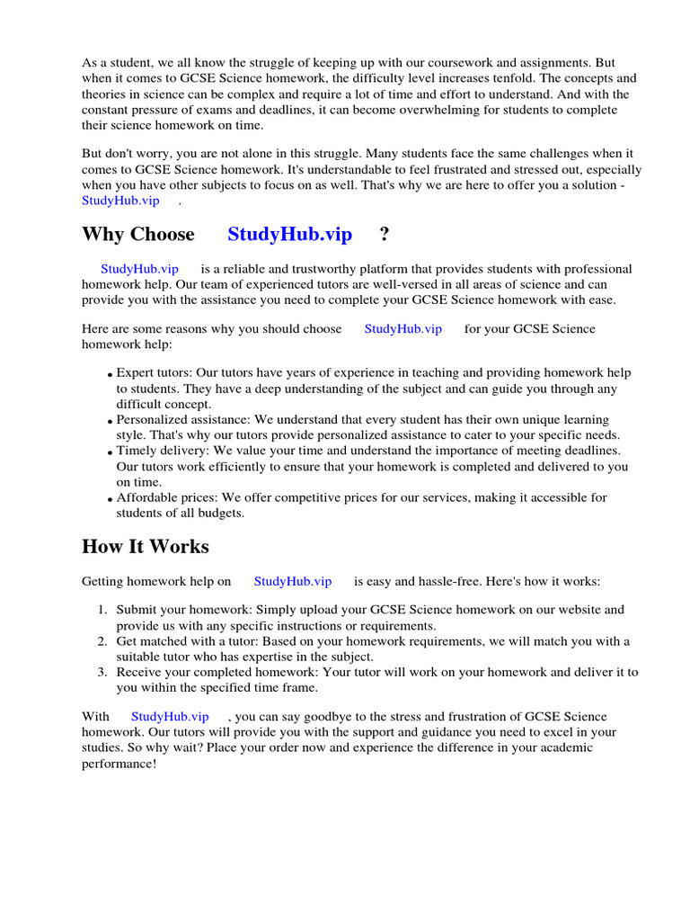 Gcse Science Homework Help | PDF