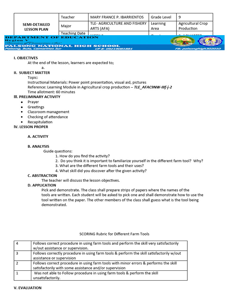 DLP TLE AFA 9 W5Q3 | PDF | Teachers | Lesson Plan