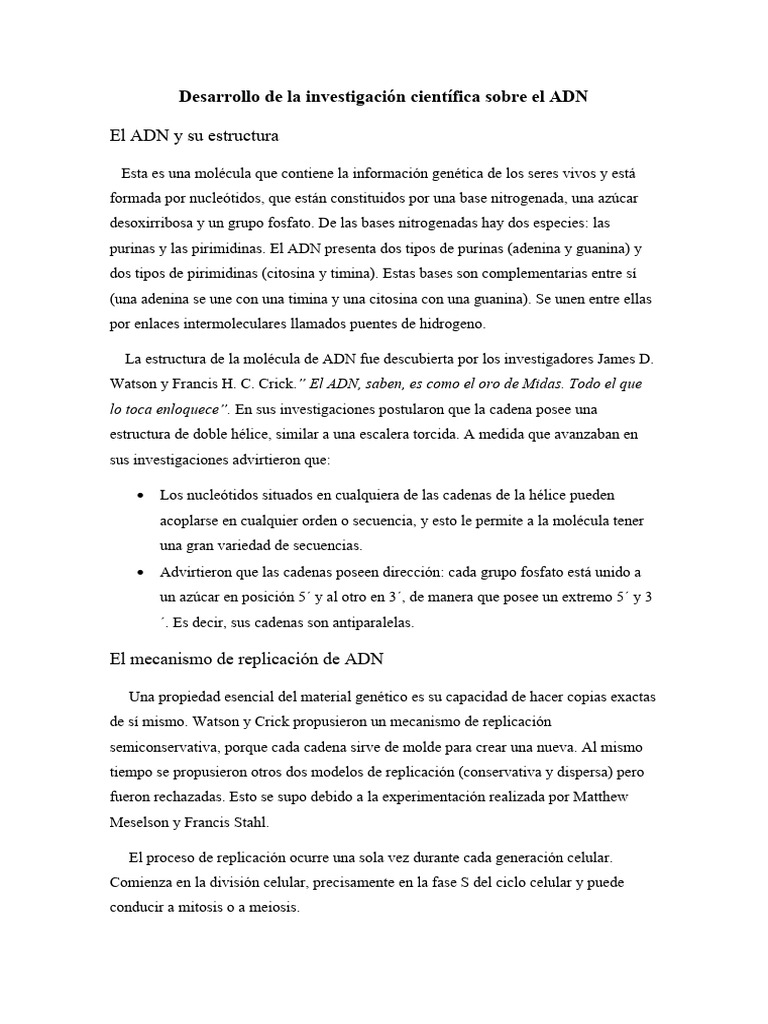 El ADN y Su Estructura | PDF | Adn | Replicación De Adn