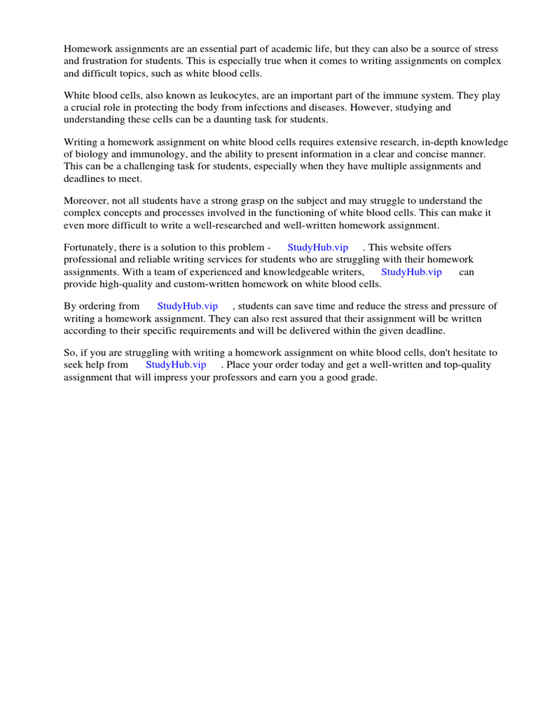 White Blood Cells Homework | PDF | White Blood Cell | Immune System