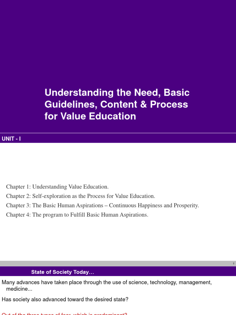 Value Education: Need and Guidelines | PDF | Rationality | Reason