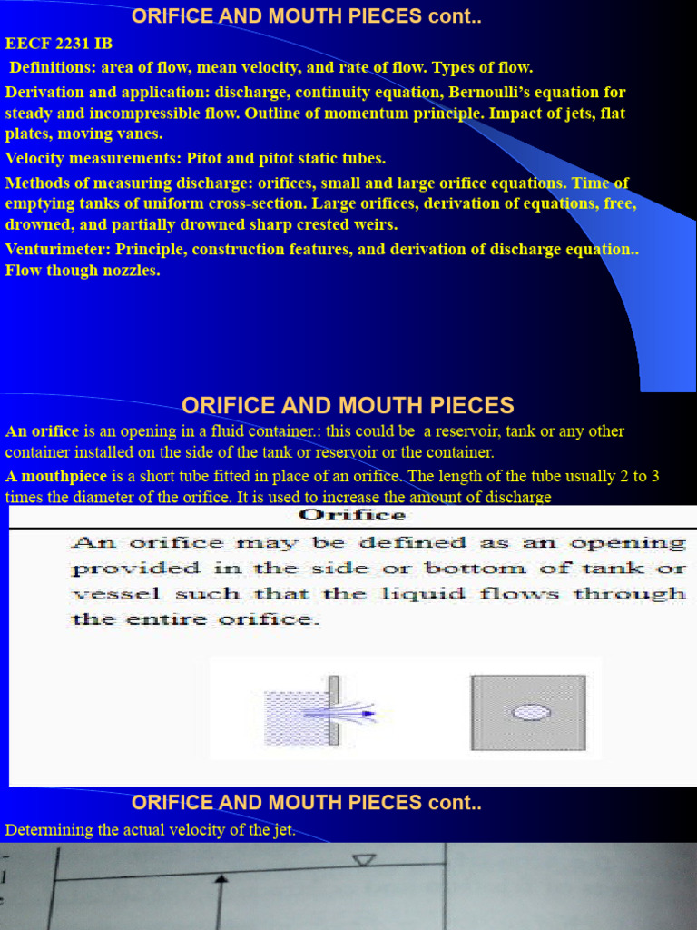 Dip - Orifices and Mouth Pieces | PDF | Flow Measurement | Classical ...