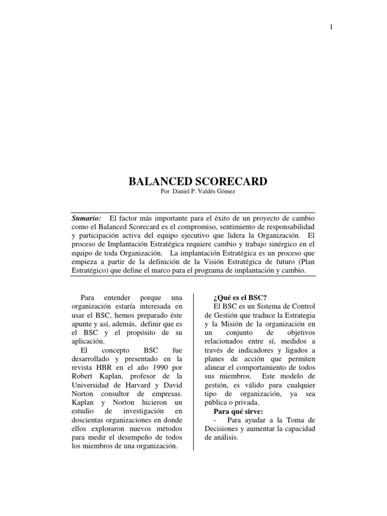 Que Es BSC | PDF | Planificación estratégica | Planificación