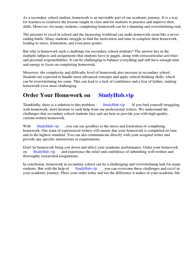 Homework Questionnaire Secondary School | PDF | Homework | Questionnaire