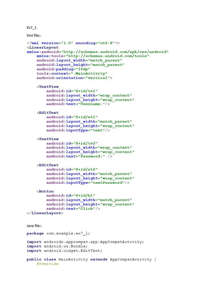 Ex 7 | PDF | Android (Operating System) | Mobile Linux