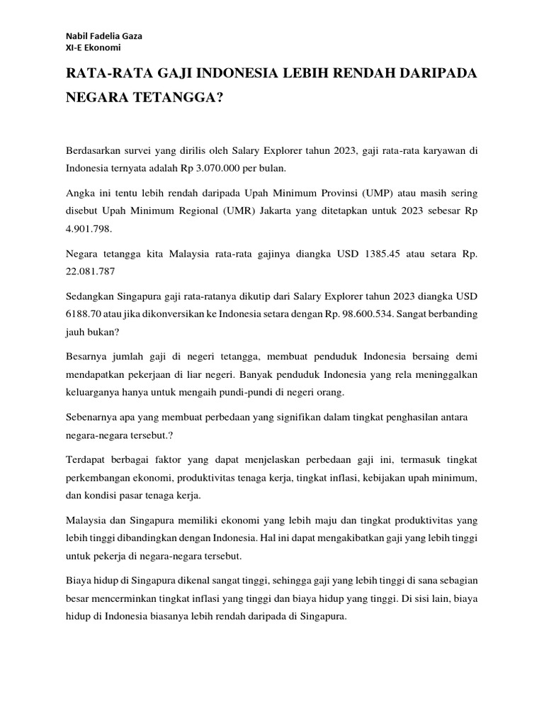 Perbandingan Gaji Indonesia dan Tetangga | PDF