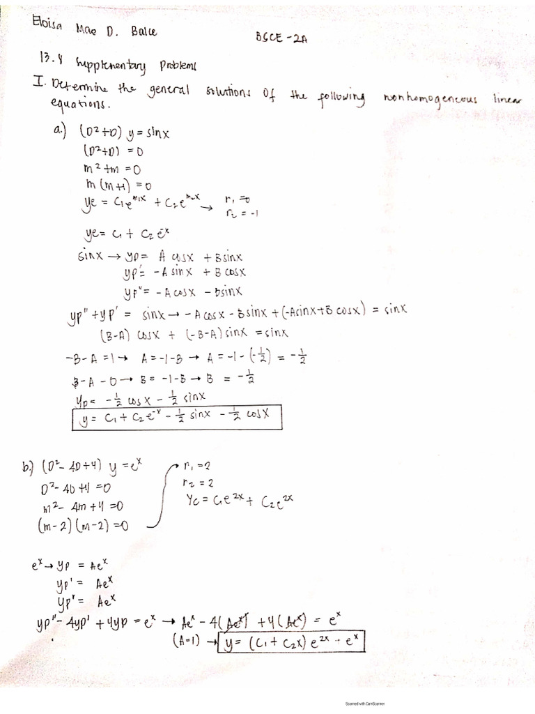 Balce, Eloisa Mae D. - Supplementary Prob 13 | PDF
