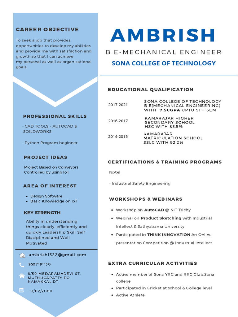 Ambrish College Resume | PDF | Technology & Engineering
