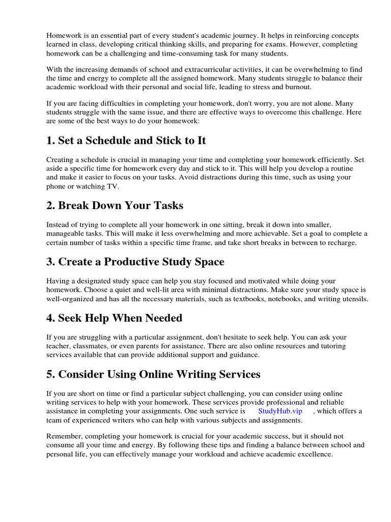 Homework Tips for Students | PDF | Homework | Learning