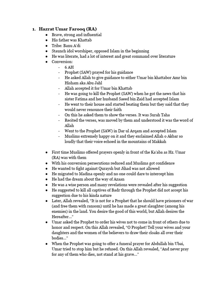 Hazrat Umar Farooq (RA) | PDF | Muhammad | Umar