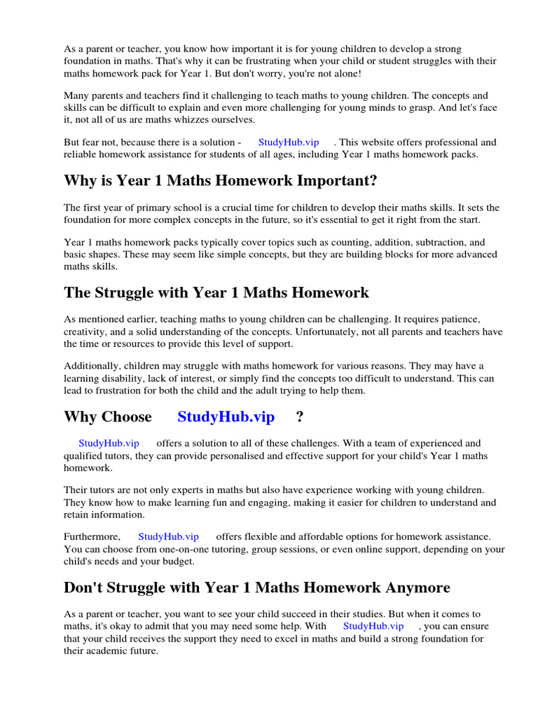 Maths Homework Pack Year 1 | PDF | Mathematics | Preschool
