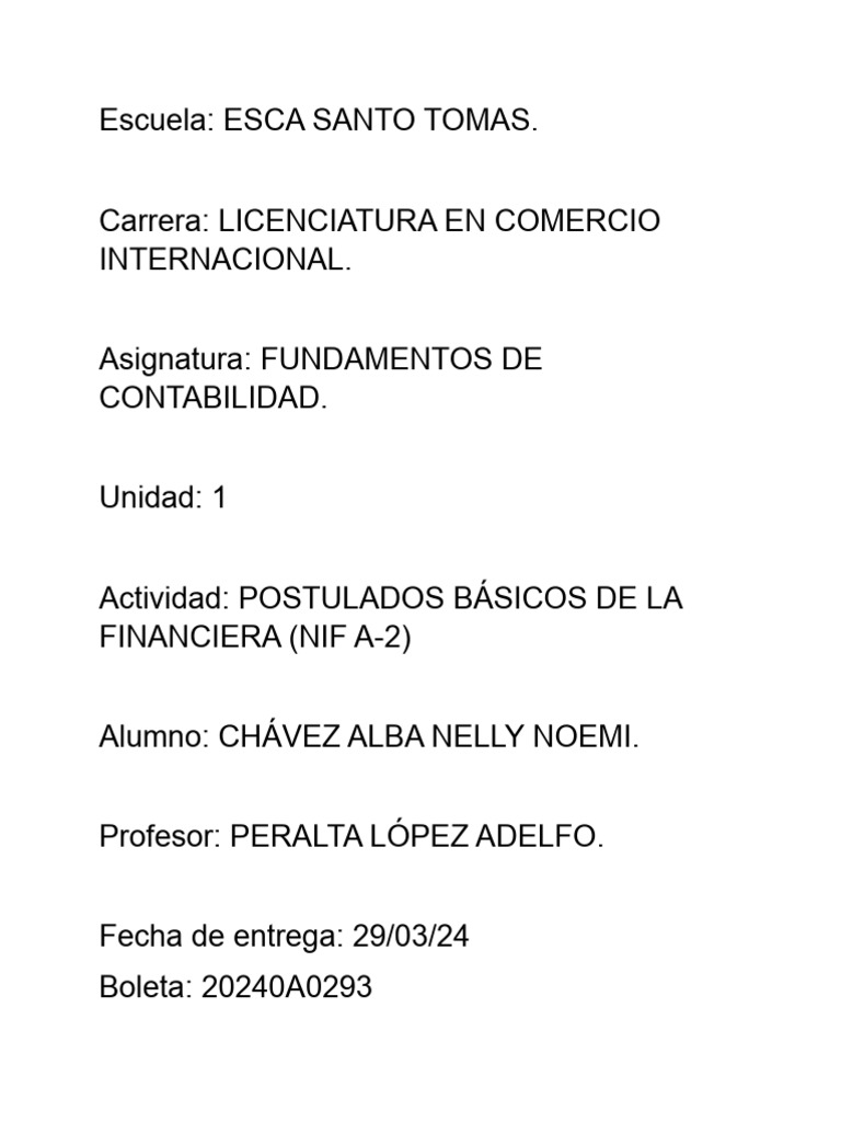 Postulados Básicos de La Financiera (NIF A-2) | PDF | Contabilidad | Business