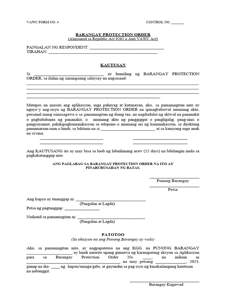 VAWC-Form-4-BPO | PDF